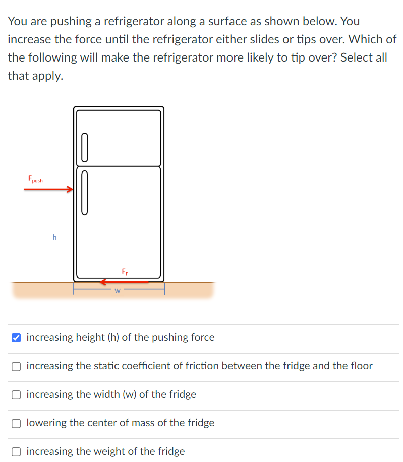 Solved You are pushing a refrigerator along a surface as | Chegg.com