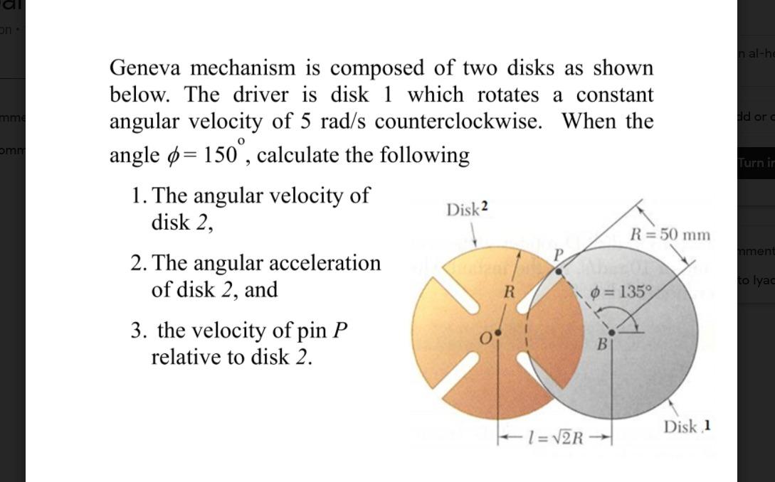 Solved hal-he mm , Ad ord om Geneva mechanism is composed of | Chegg.com