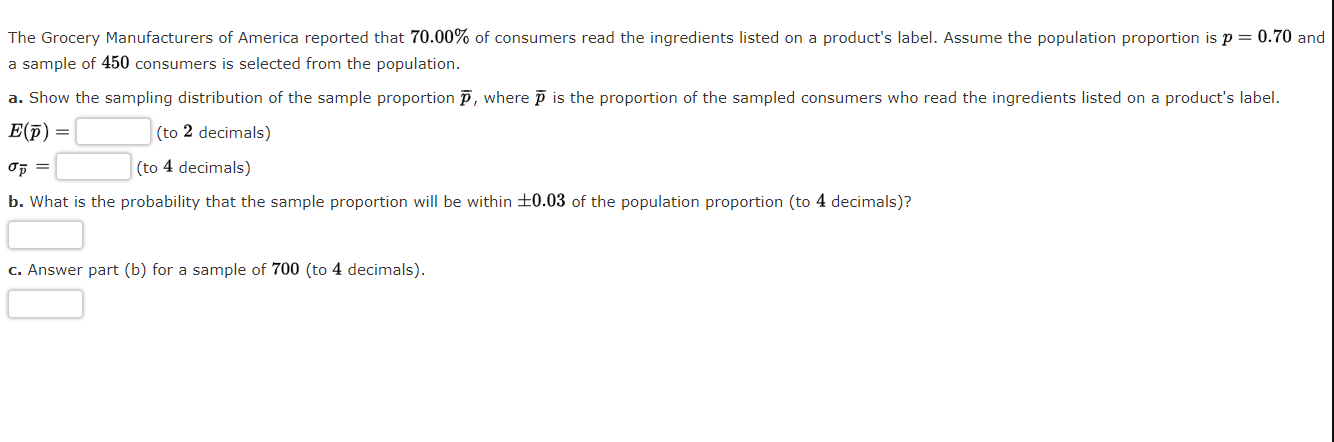 Solved The Grocery Manufacturers of America reported that | Chegg.com