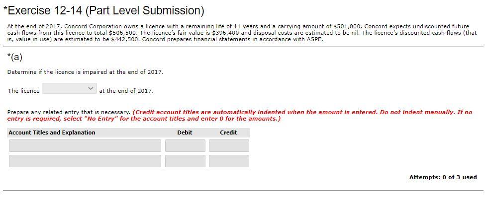 Solved * Exercise 12-14 (Part Level Submission) At the end | Chegg.com