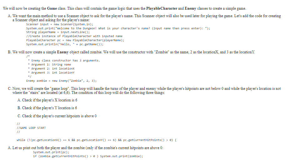 Solved Exercise 1: Creating the Playable Character class We | Chegg.com