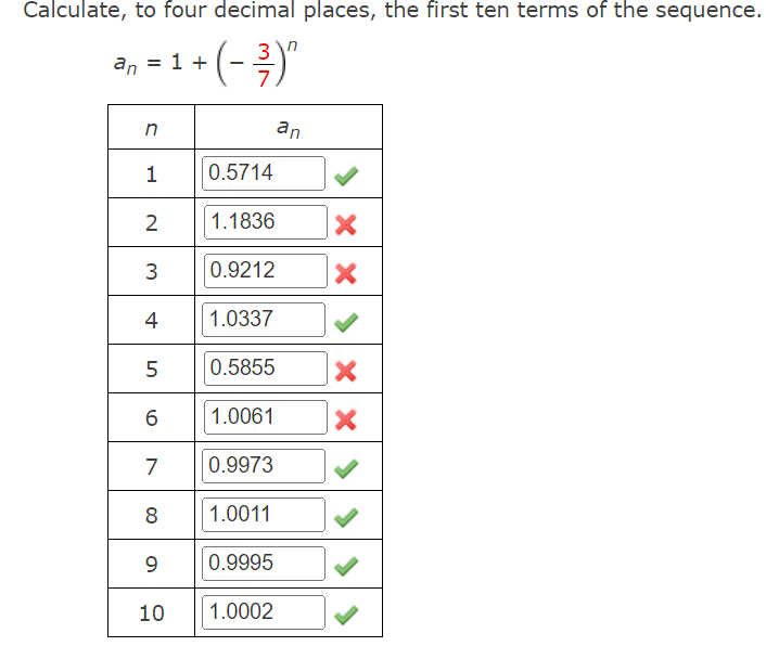 Solved Calculate, to four decimal places, the first ten | Chegg.com
