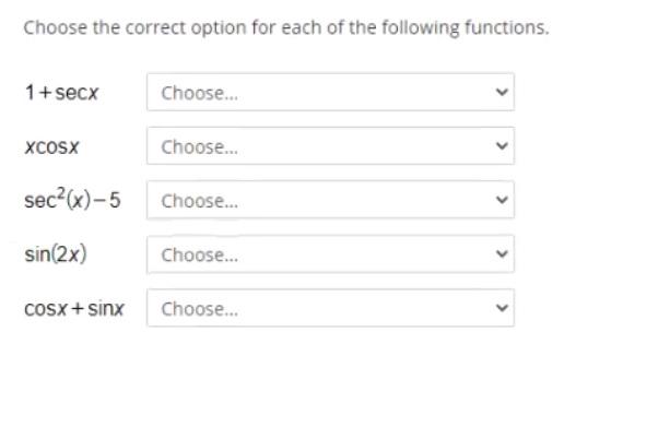 Solved Choose the correct option for each of the following | Chegg.com