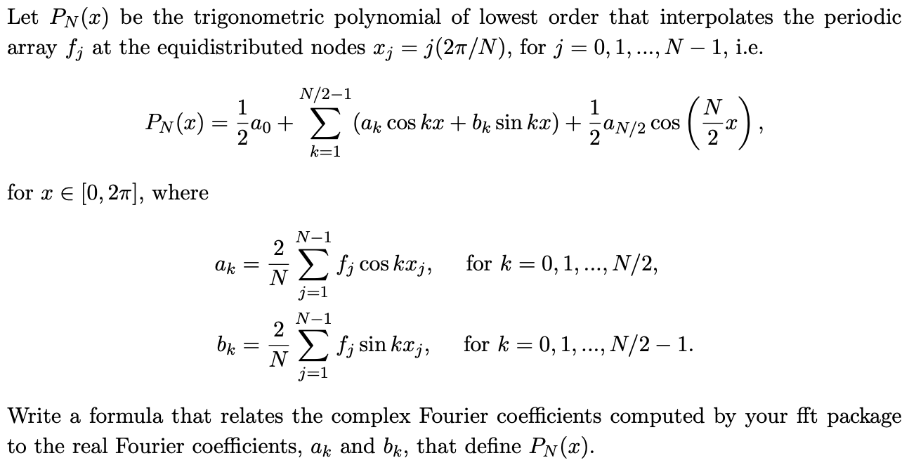 Let Pn(x) be the trigonometric polynomial of lowest | Chegg.com