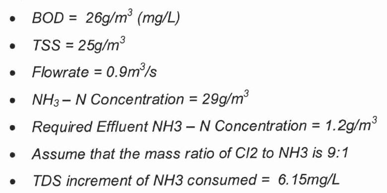 Estimate the daily required chlorine dosage and the | Chegg.com