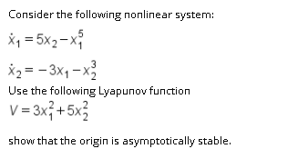 Solved Consider the following nonlinear system: *1 = 5x2-xi | Chegg.com