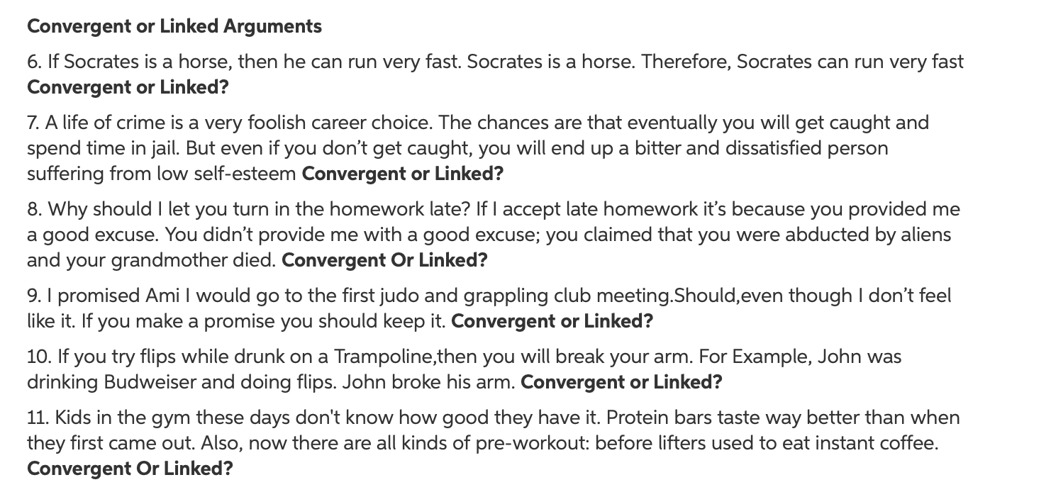 Solved Convergent or Linked Arguments 6. If Socrates is a | Chegg.com