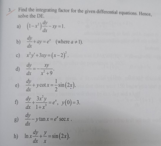 Solved Find the integrating factor for the given | Chegg.com