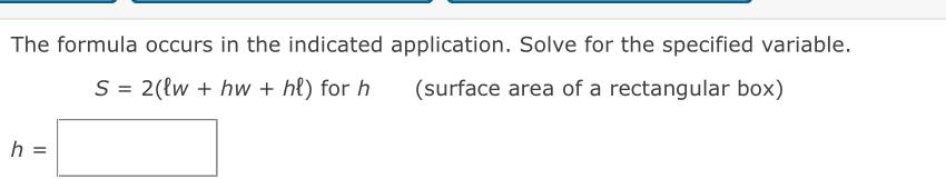 Solved The formula occurs in the indicated application. | Chegg.com