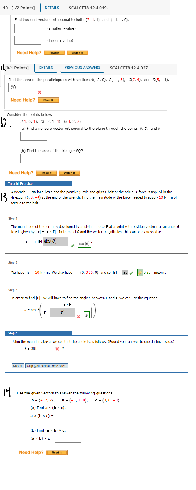 Solved 10. (-12 points] DETAILS SCALCET8 12.4.019. Find two | Chegg.com