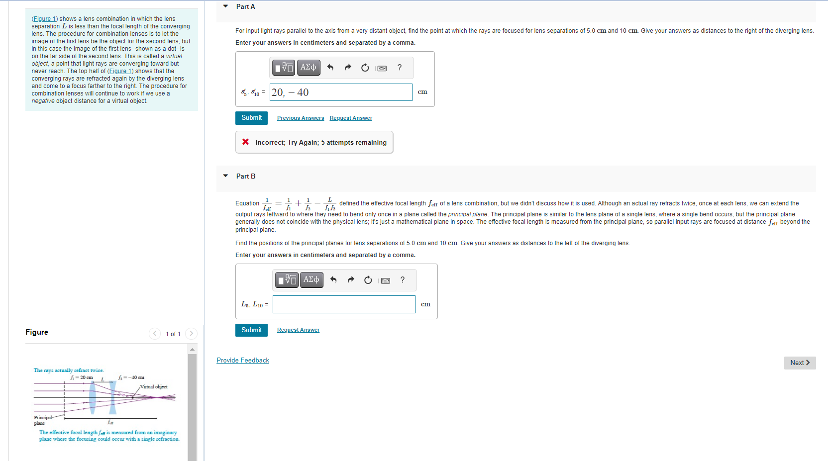 Solved (Figure 1) shows a lens combination in which the lens | Chegg.com