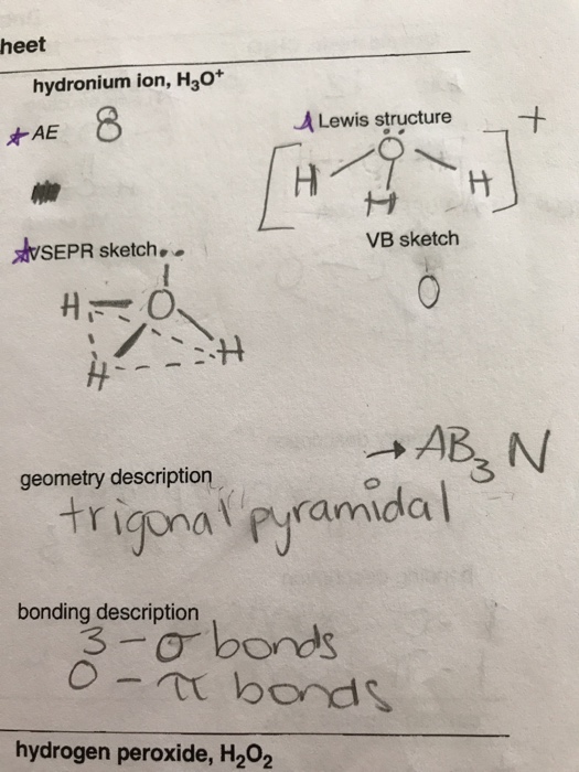 Solved What does the the VB sketch of H3O+ look like ? Help | Chegg.com