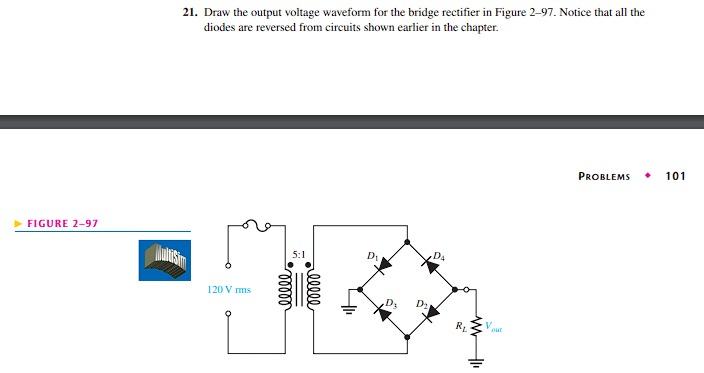 Solved 21. Draw the output voltage waveform for the bridge | Chegg.com