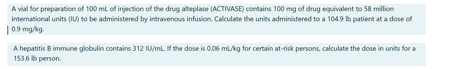 Solved A vial for preparation of 100 mL of injection of the | Chegg.com