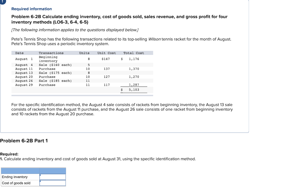 [Solved]: Required information Problem 6-2B Calculate endi