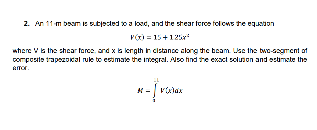 Solved 2. An 11-m beam is subjected to a load, and the shear | Chegg.com