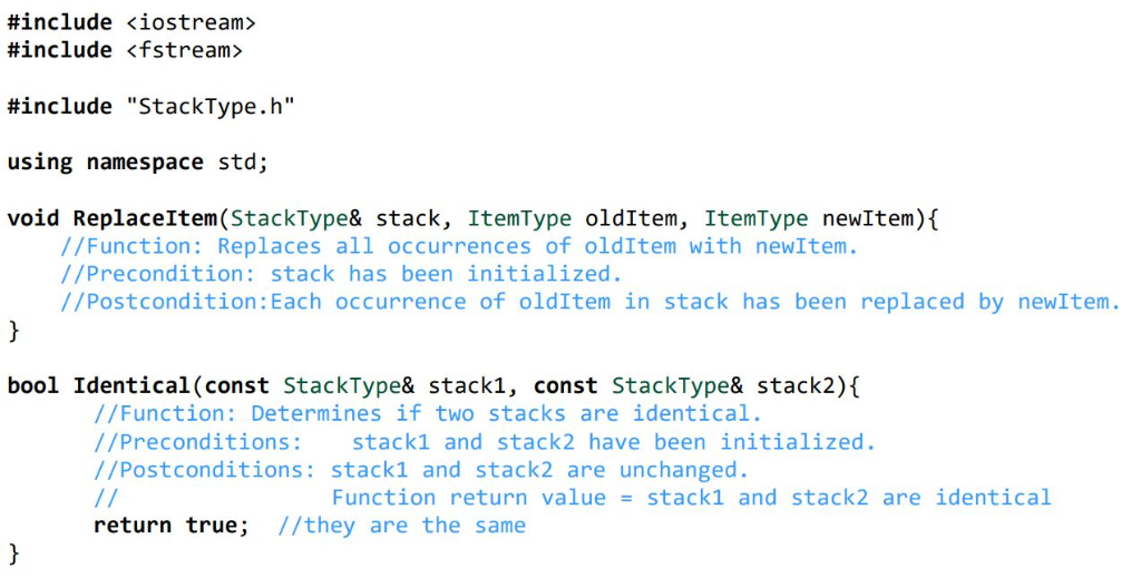 Solved Can someone solve create a replaceitem and identical | Chegg.com