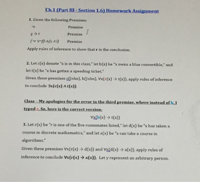 Solved Ch 1 Part I1i Section 1 6 Homework Assignment 1