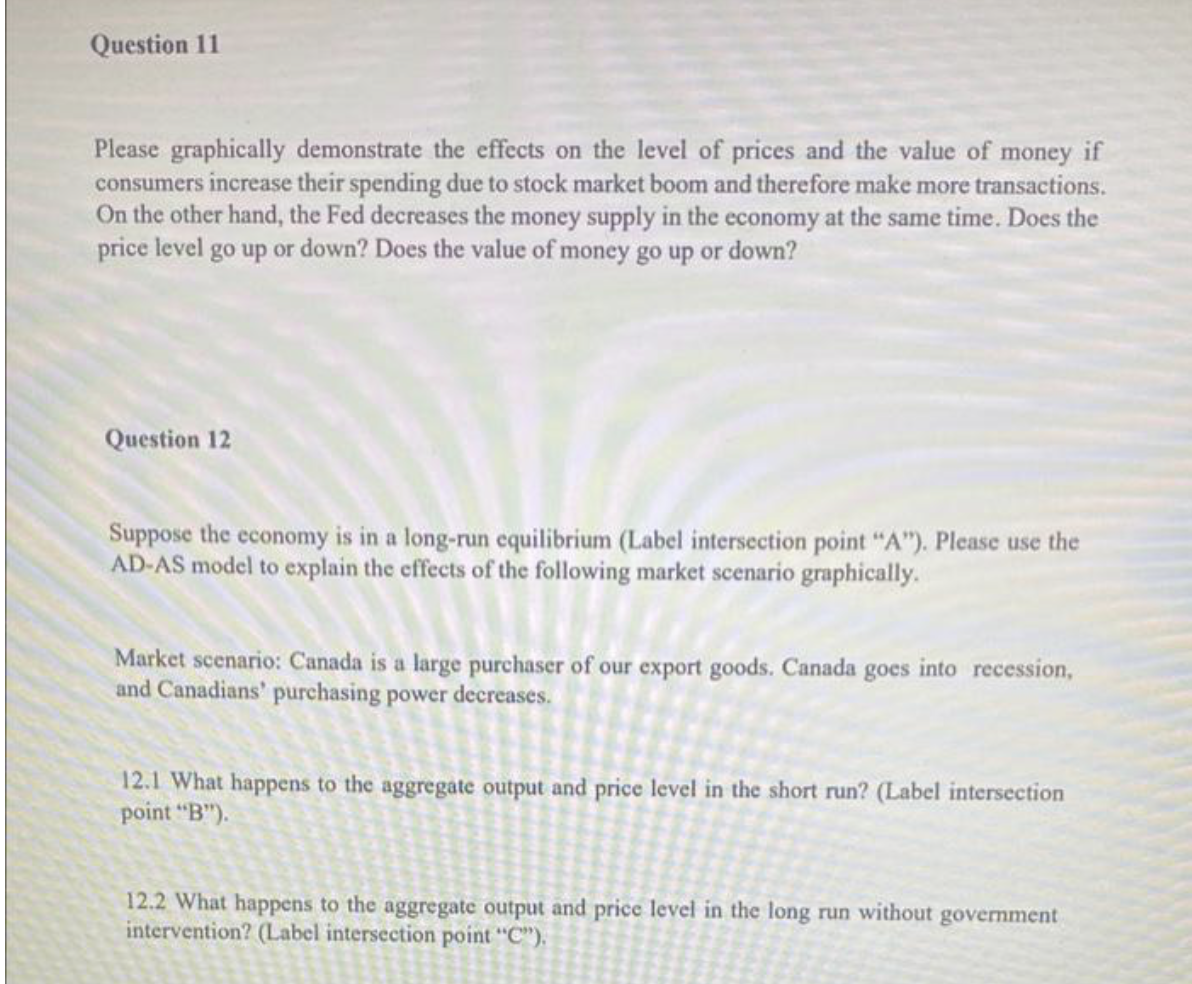 Solved Question 11 Please graphically demonstrate the | Chegg.com