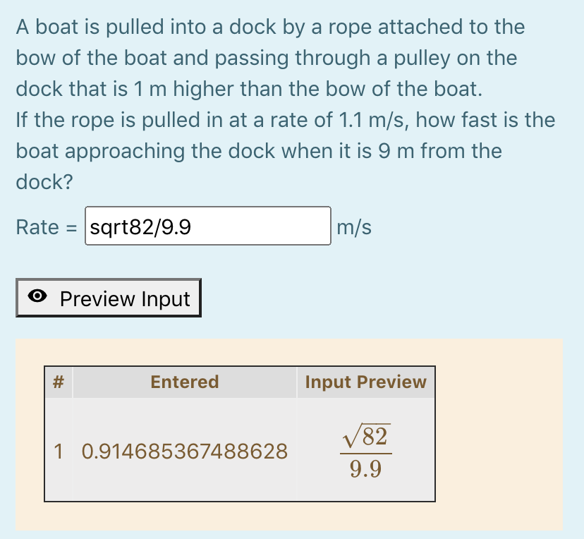 Solved A boat is pulled into a dock by a rope attached to | Chegg.com