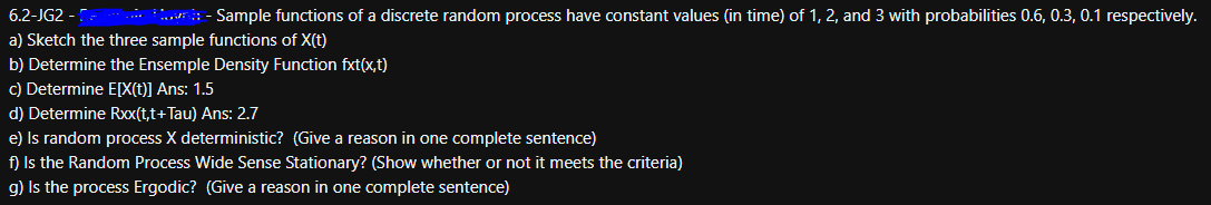 Given the same Random Process as 6.2-JG2, having | Chegg.com
