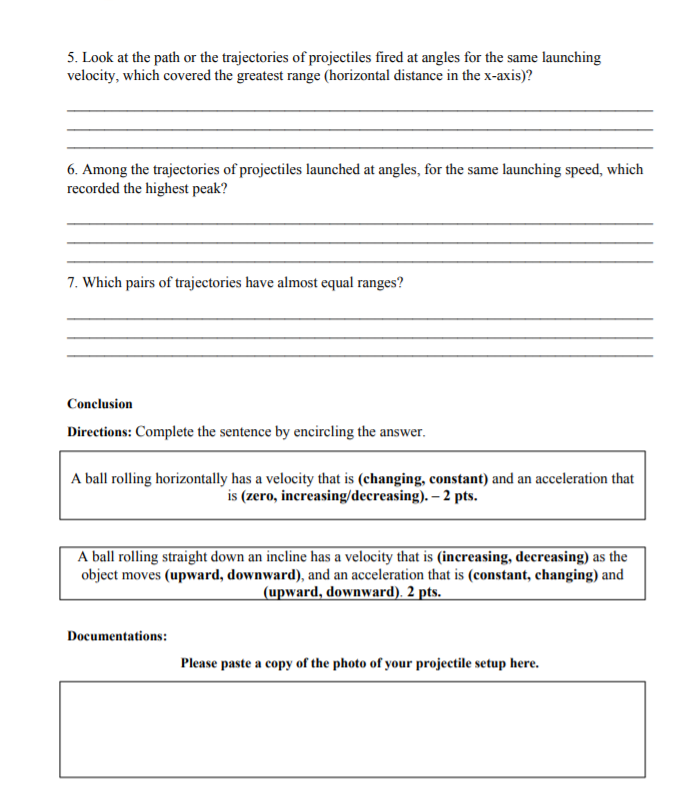 LABORATORY ACTIVITY ON PROJECTILE MOTION "Curve Me on | Chegg.com