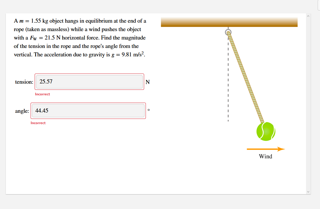 Solved Am= 1.55 kg object hangs in equilibrium at the end of | Chegg.com