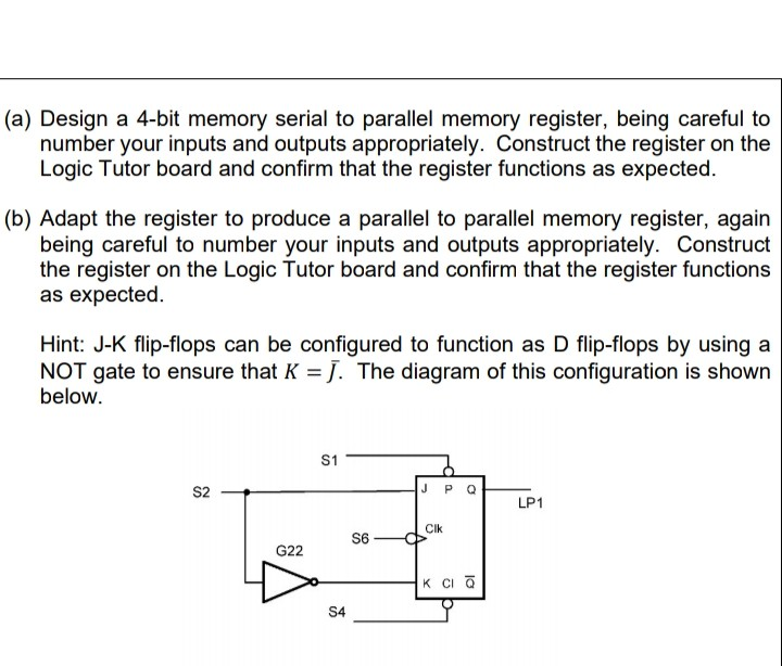Solved (a) Design a 4-bit memory serial to parallel memory | Chegg.com