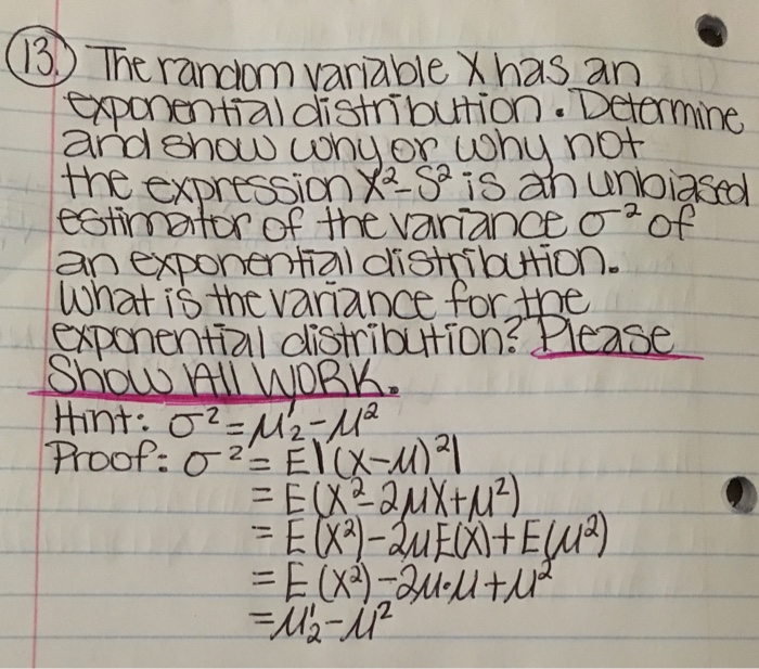 Solved The random variable X has an exponential | Chegg.com