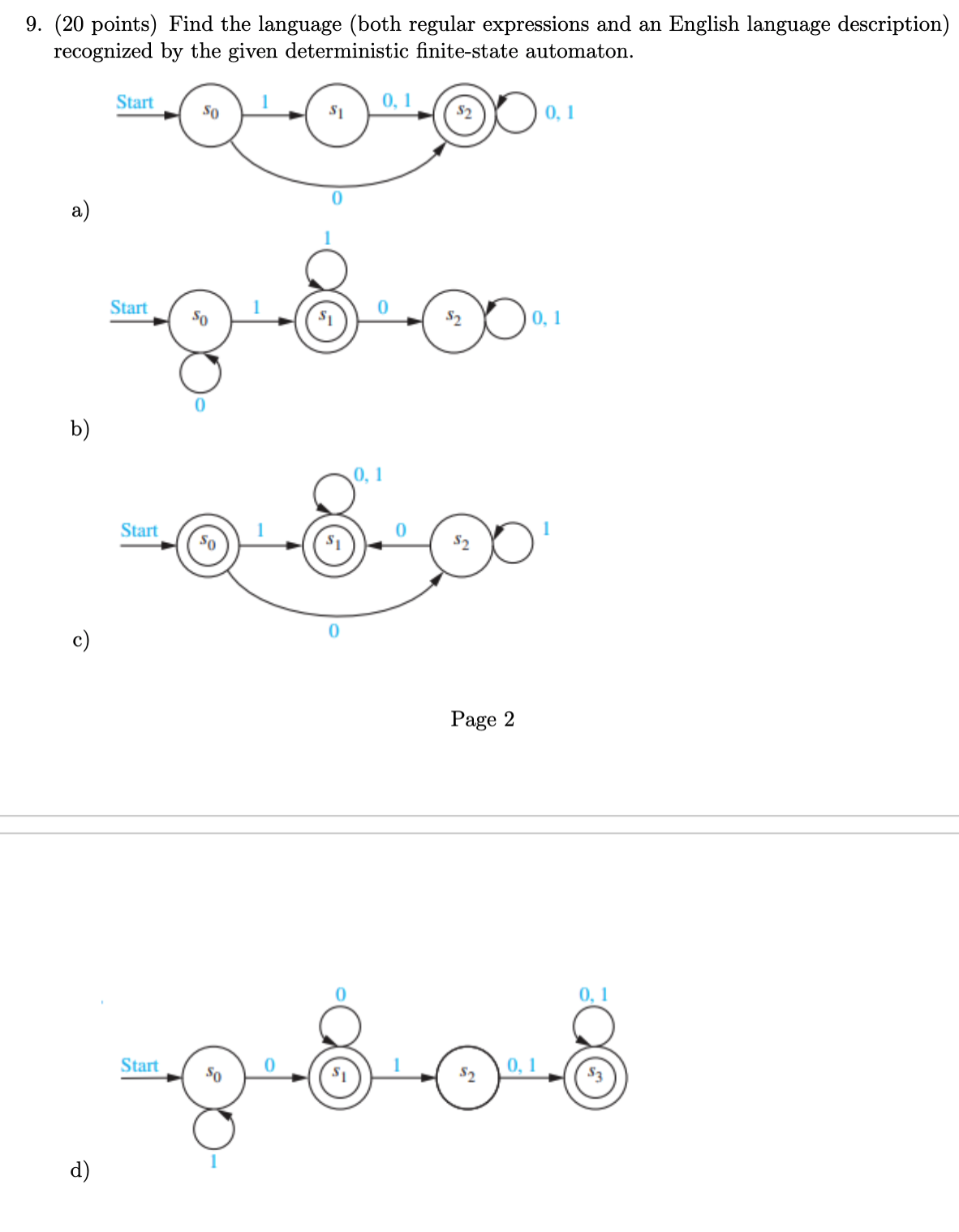 Solved 9. (20 points) Find the language (both regular | Chegg.com