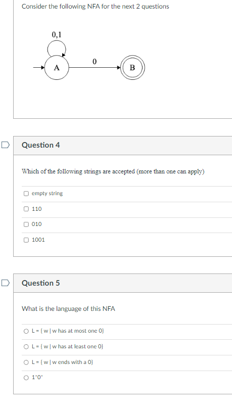 Solved Consider the following NFA for the next 2 questions | Chegg.com