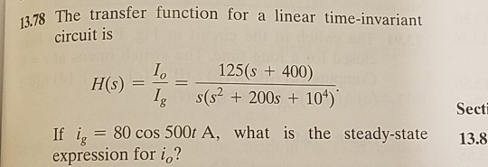 Solved The transfer function for a linear time-invariant | Chegg.com