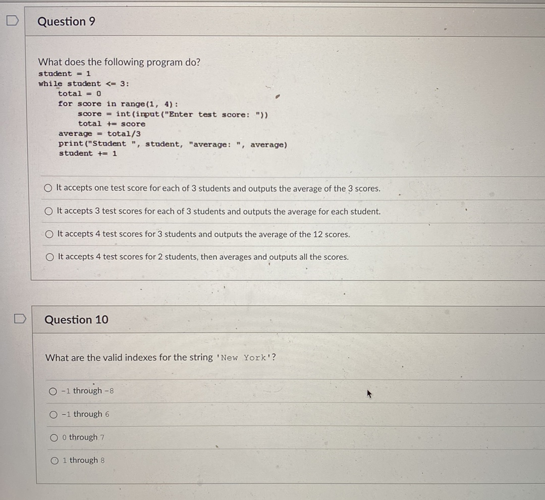 Solved Question 9 What does the following program do? | Chegg.com