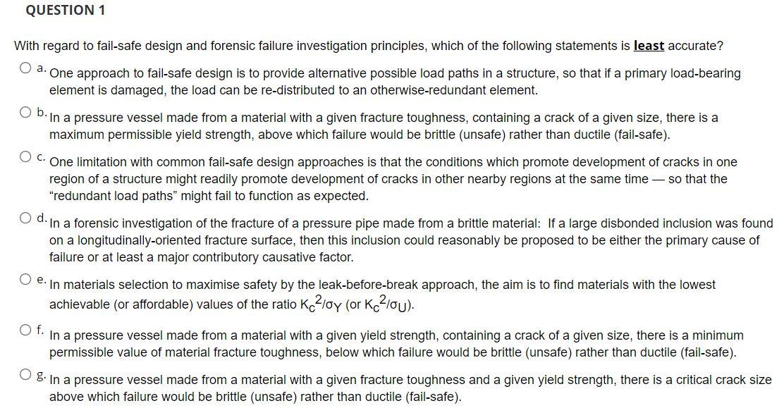 Solved QUESTION 1 With regard to fail-safe design and | Chegg.com