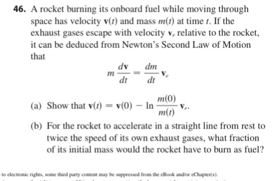Solved 46. A rocket burning its onboard fuel while moving | Chegg.com