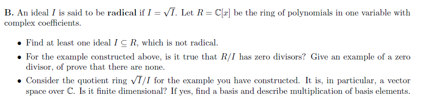 Solved be the ring of polynomials in one variable with B. An | Chegg.com