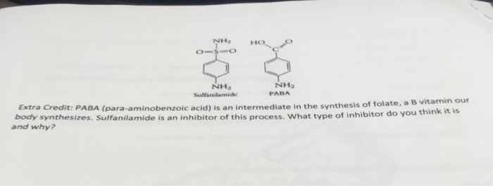NH2 PABA Extra Credit: PABA (para-aminobenzoic acid) | Chegg.com