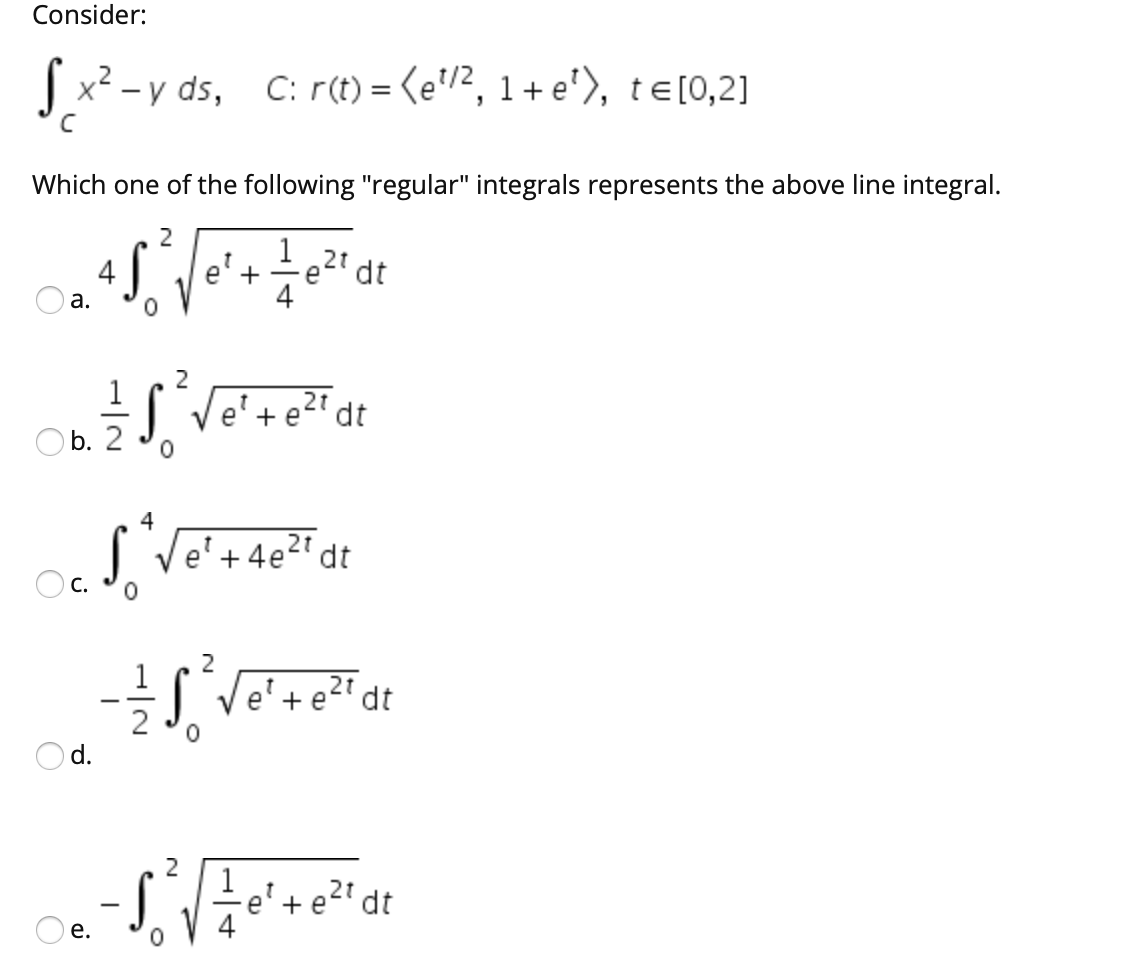 Solved Which one of the following "regular" integrals | Chegg.com
