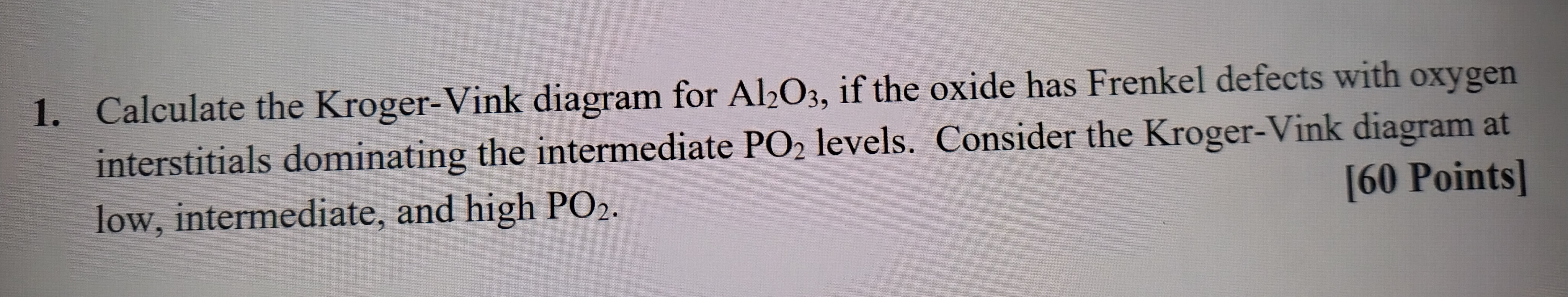 Solved Calculate the Kroger-Vink diagram for Al2O3, ﻿if the | Chegg.com