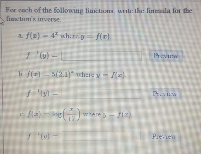 Solved for each of the following functions, write the | Chegg.com