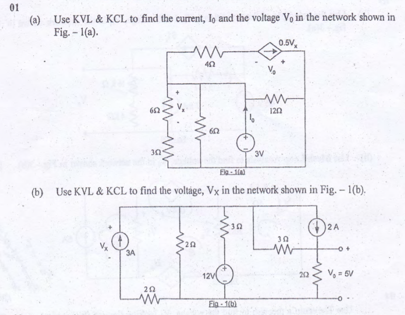 Solved 01 (a) Use KVL & KCL to find the current, lo and the | Chegg.com