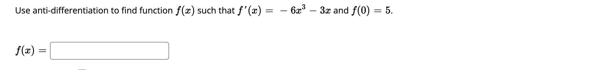 Solved Use anti-differentiation to find function f(x) such | Chegg.com