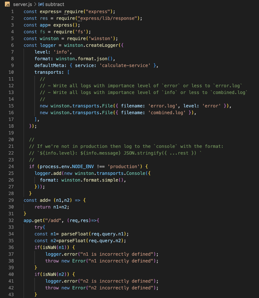 Solved Js server.js >[∅] subtractJs server.js >[θ] | Chegg.com