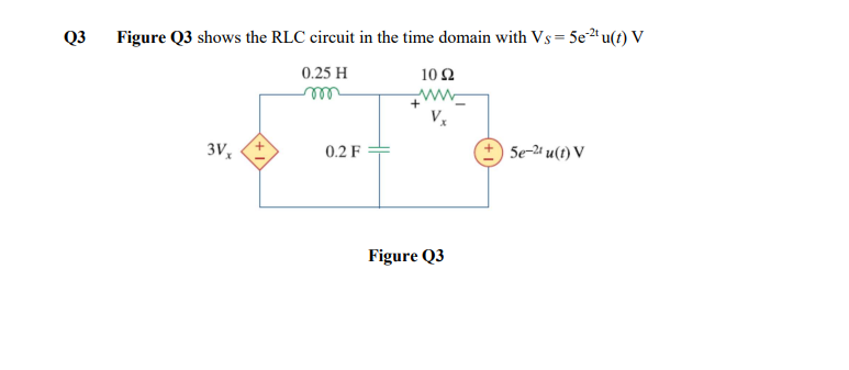Solved Q3 Figure Q3 shows the RLC circuit in the time domain | Chegg.com