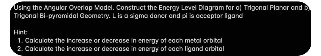 Solved Using The Angular Overlap Model Construct The Energy 