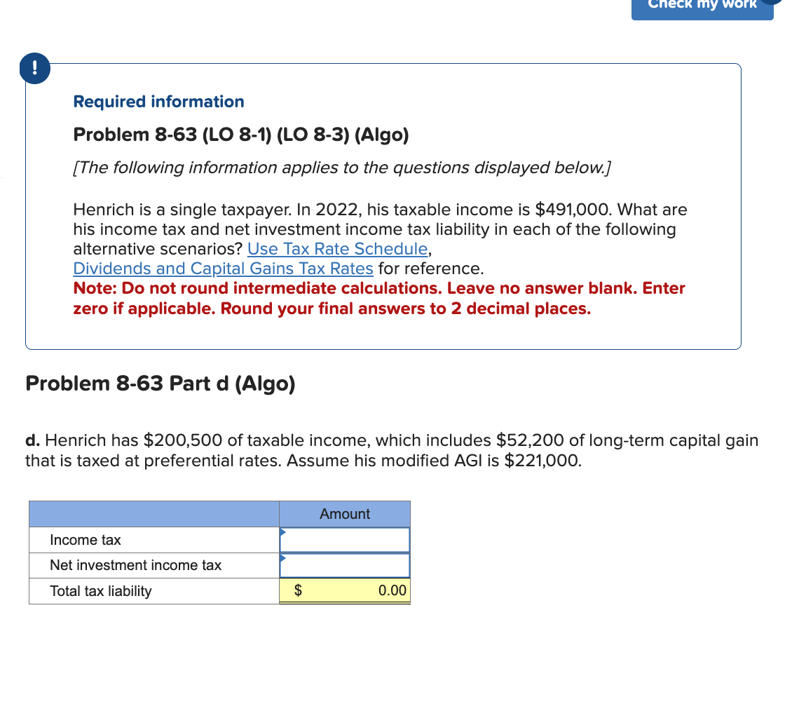 Solved Required information Problem 8-63 (LO 8-1) (LO 8-3) | Chegg.com