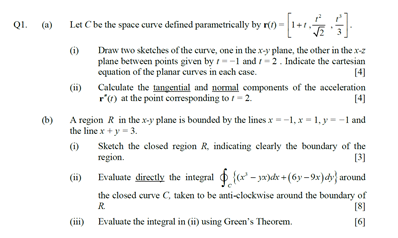 Solved QI. (a) Let C be the space curve defined | Chegg.com