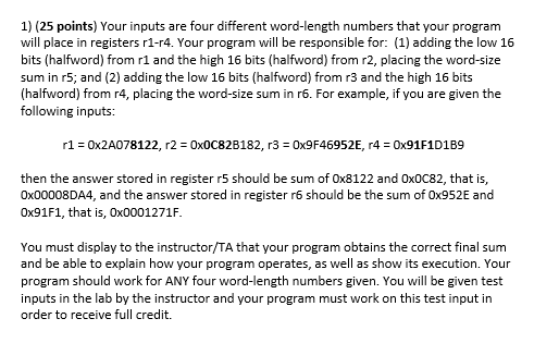 Solved 1) ( 25 points) Your inputs are four different | Chegg.com