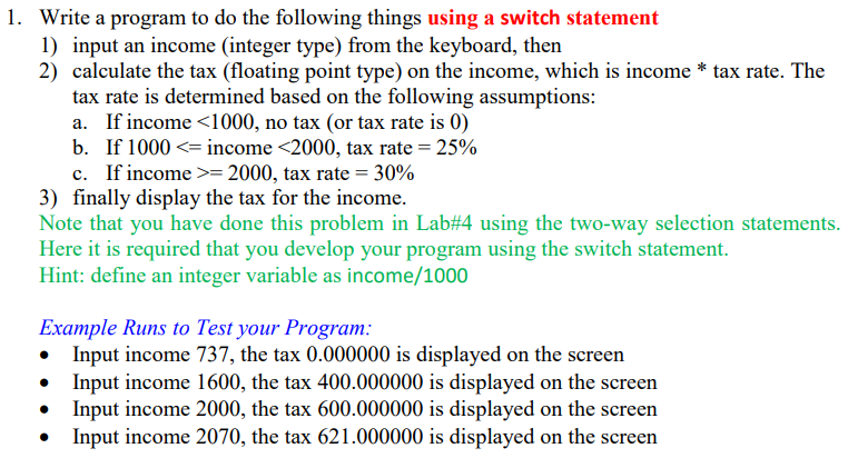 Solved 1. Write a program to do the following things using a | Chegg.com