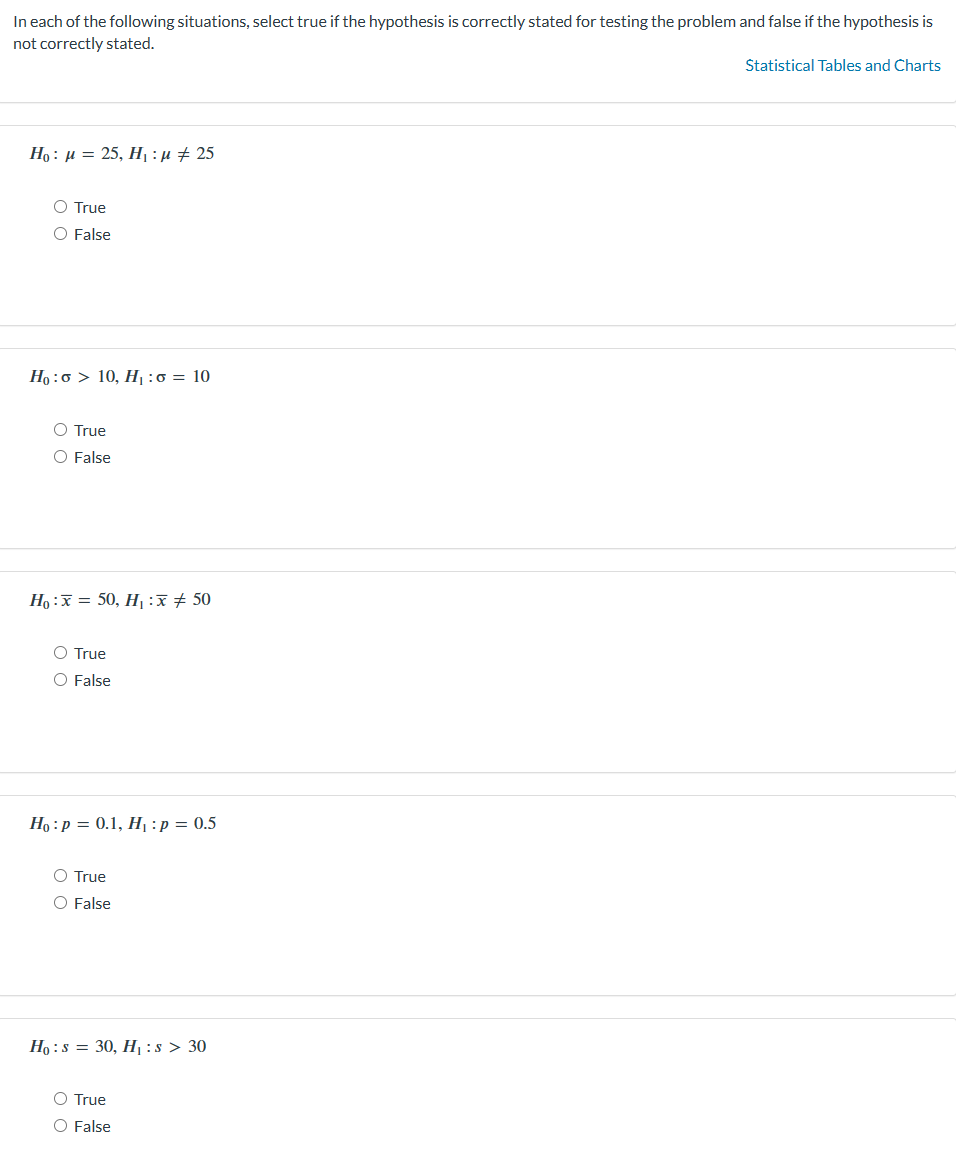 Solved In each of the following situations, select true if | Chegg.com